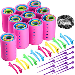 141 Pieces Hair Rollers Set Include 60 Plastic Hair Rollers