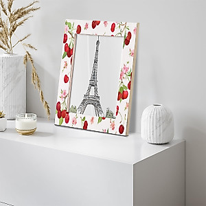 Pardick Pink Cherry Blossom 4x6 Picture Frame, Red Cherry Wooden Photo Frames for Tabletop and Wall Display, Picture Frame Home Office Decor