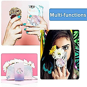 IYAYUHE Multi-Function Cell Phone Stand, Sunflower Modern Grey Florals White Daisy Expanding Stand Grip for Smartphones and Tablets (4 Pack)