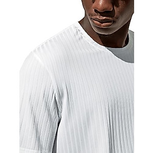 Verdusa Men's Short Sleeve Basic T Shirt Casual Round Neck Ribbed Tee Top White S