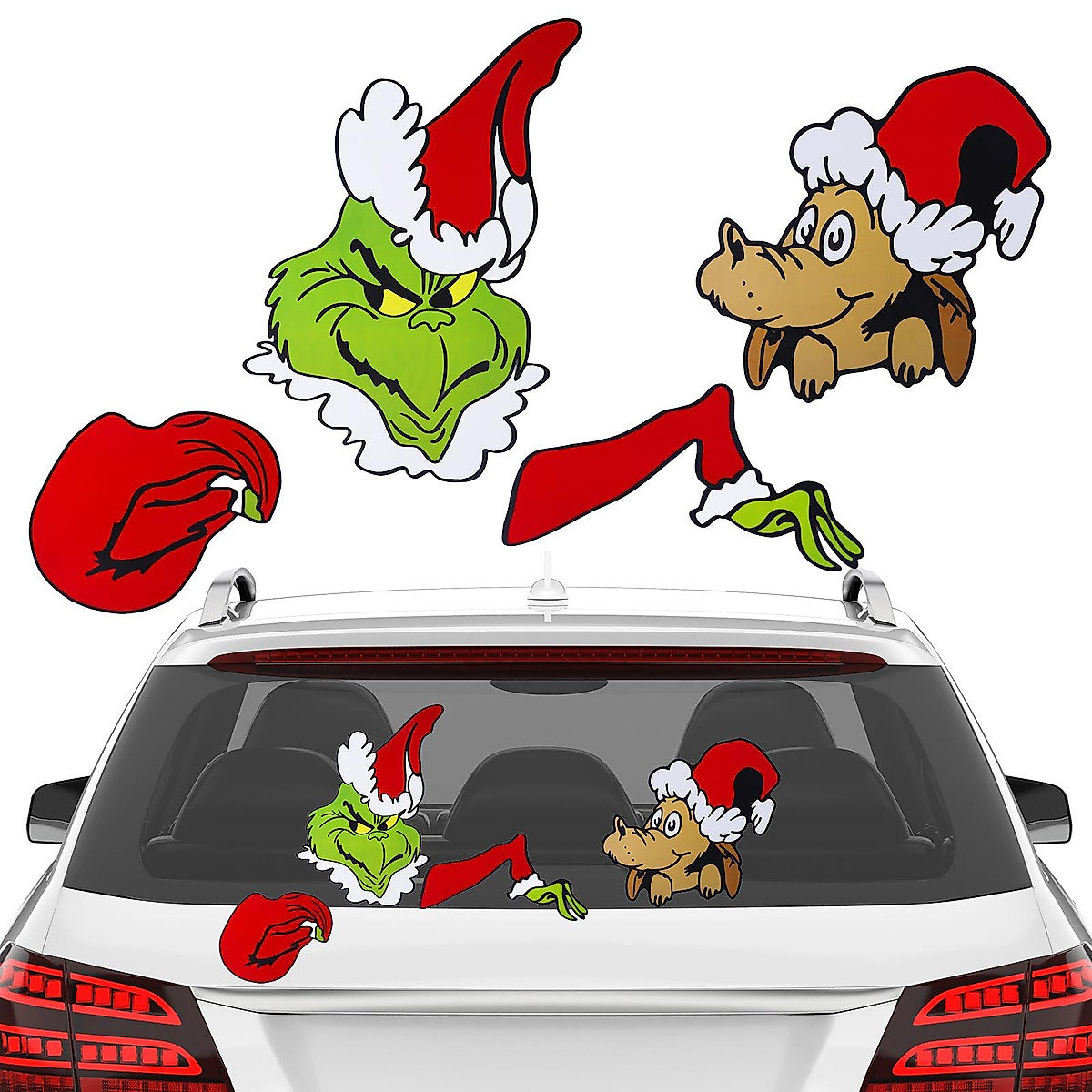Christmas Car Decorations, 14.9" Christmas Peeking Car Decals Waterproof PVC Rear Windshield Stickers for Holiday Xmas Car Accessories (Style 1)