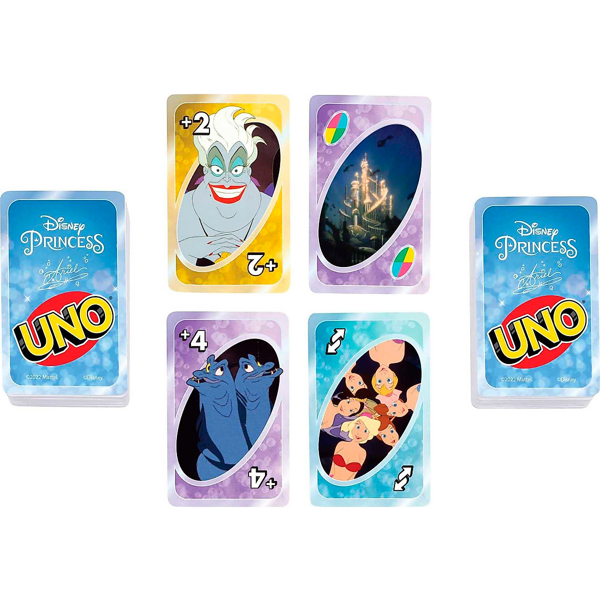 Mattel Games UNO Disney Princess The Little Mermaid Card Game for Family Night Featuring Movie Themed Graphics for 2-10 Players