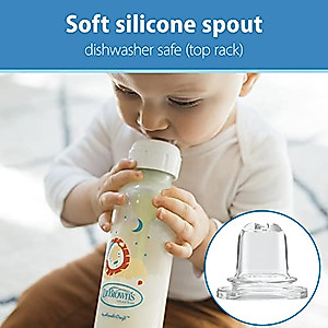 Dr. Brown’s® Milestones™ Narrow Sippy Bottle, 100% Silicone Soft Sippy Spout, 8oz/250mL, Fox & Lion, 6m+