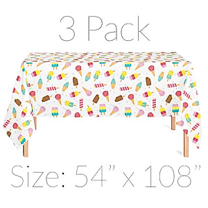 Oojami Sweet Delights Ice Cream Popsicle Extravaganza - Fun Multi Color Party Tablecovers Bundle Pack - Pack of 3 - Perfect for Birthday Party, Summer Picnics, Beach Party & Baby Shower