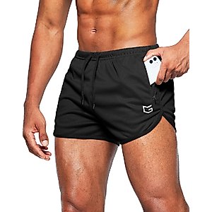 G Gradual Men's Running Shorts 3 Inch Quick Dry Gym Athletic Jogging Shorts with Zipper Pockets (Black, Medium)