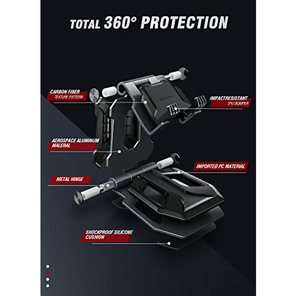 Heavy Duty Phone Stand for Desk Folds Flat Fits In Pocket-Black