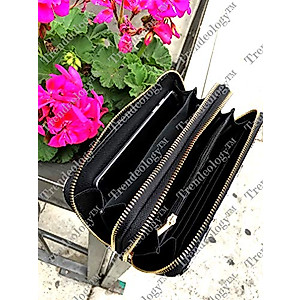 Michelle Obama Magazine Print Double Zipper Single Zipper Patent Wristlet Wallet Cellphone Wallet Roomy Wrist Wallet