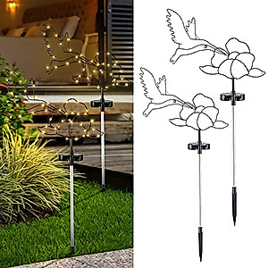 Woohaha Solar Pathway Lights Outdoor,2PACK 26inch Hummingbird Solar Copper Lights with 8 Modes,Solar Garden Lights,Solar Walkway Lights for Garden, Landscape, Path, Yard, Patio, Driveway(Hummingbird)