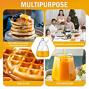 SlZKADY 15.5 Oz Honey Pot with Dipper and Lid,Glass Honey Jar,Honey Dispenser,Clear Glass Honey Container for Home Kitchen,Store Honey and Syrup,Easy to Clean