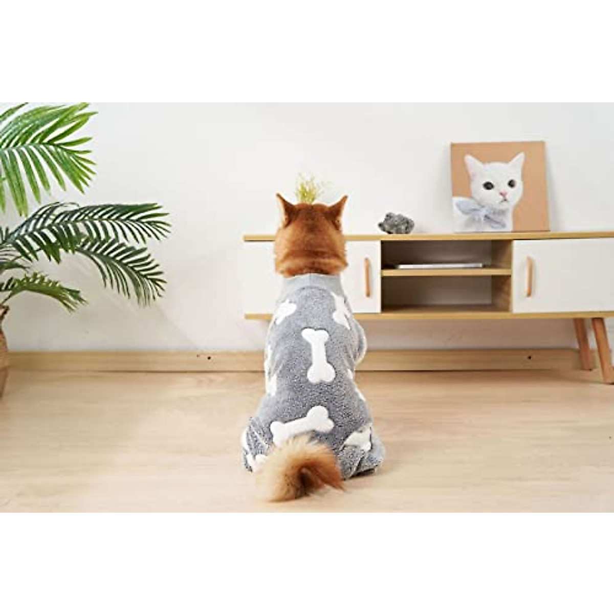 Harikaji Dog Warm Jumpsuit,Pet Winter Flannel Warm Pajamas,Cold Weather Dog Onesie,Dog Winter Clothes for Medium Large Dogs (3XL:Chest<29'', Grey)