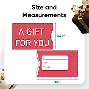 Swipe It Gift Card Holder Sleeves Paper 100 Pack Bulk for Christmas, Holiday, Birthday, Fathers Day, Housewarming, Wedding, Anniversary, Baby Shower, Spa, A Gift for You, Red