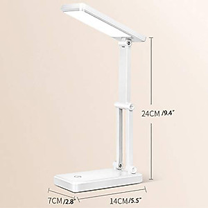 Eye-Caring LED Desk Lamp USB Charging Folding Touch Dimming Energy Saving Portable Small Table Lamp for Students and Children To Learn Office lamp (Color : White)