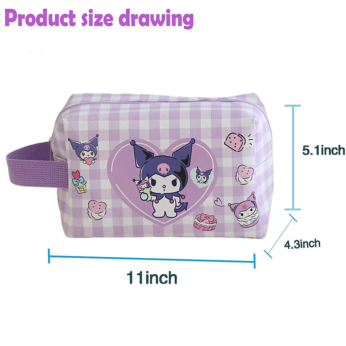 XFXATRJ Kawaii Cartoon Travel Cosmetic Bag, Waterproof Large Capacity Cosmetic Pouch, Cute Anime Makeup Bag with Zipper, Foldable Storage Bags Makeup Pouch for Women Girl