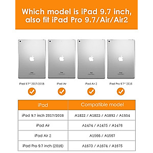 DTTO for iPad 9.7 Inch 5th/6th Generation 2018/2017 Case with Apple Pencil Holder, Premium Leather Folio Stand Cover Case for Apple iPad 9.7 inch, Also Fit iPad Pro 9.7/Air 2/Air - Ice Blue