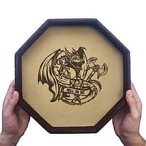 Fantasydice - ROLL OR DIE- Dice Tray - 11.5" Octagon - for Dice, Board Games, Tabletop RPGs Like D&D (DND) 3.5 and 5e, Call of Cthulhu, Pathfinder,Shadowrun and Other Roleplaying Games