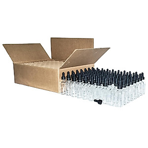(Pack of 80) 2 oz. Clear Boston Round with Black Glass Dropper