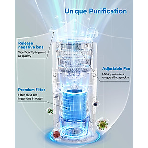 YOKEKON Humidifier and Purifier in One - Purifier and Humidifier Combo with Oscillating Fan, Evaporative Large Room Humidifier for Bedroom, Sleep Mode, Timer, Baby Adults Office Yoga Plants, White, 4L