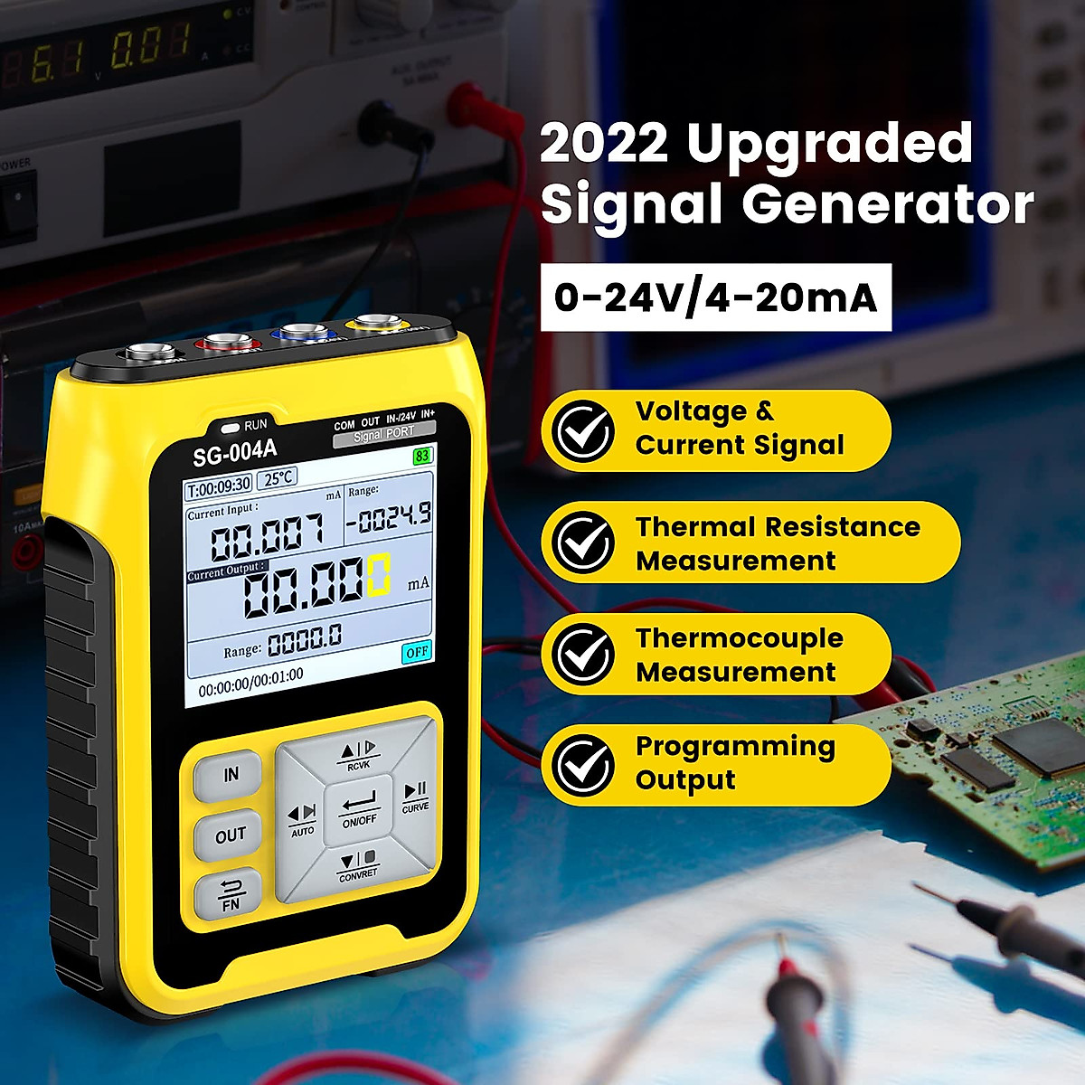 Upgraded SG-004A Signal Generator, Seesii 4-20mA 0-24V Adjustable Analog Current Voltage Generator Simulator with Real-time Curve,Historical Record, Resistance Pressure Generator Calibrator
