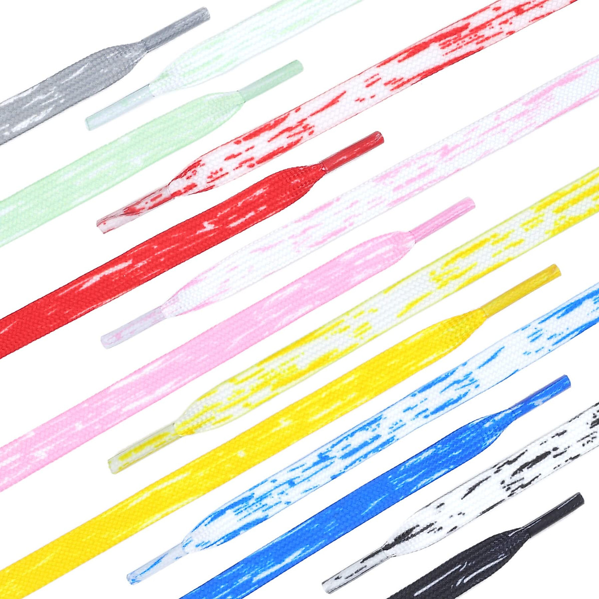 DELELE Flat Graffiti Shoe Laces: White Black Art Print Sneakers Shoelaces 2 Pair 47 inch