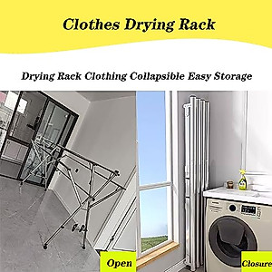 ATYUJKB Laundry Room Collapsible Clothes Drying Rack, Five Pole Drying Rack Stainless Steel, Laundry Stand Organizer with Wheels, Clothes Drying Rack Outdoor (200cm/79in)