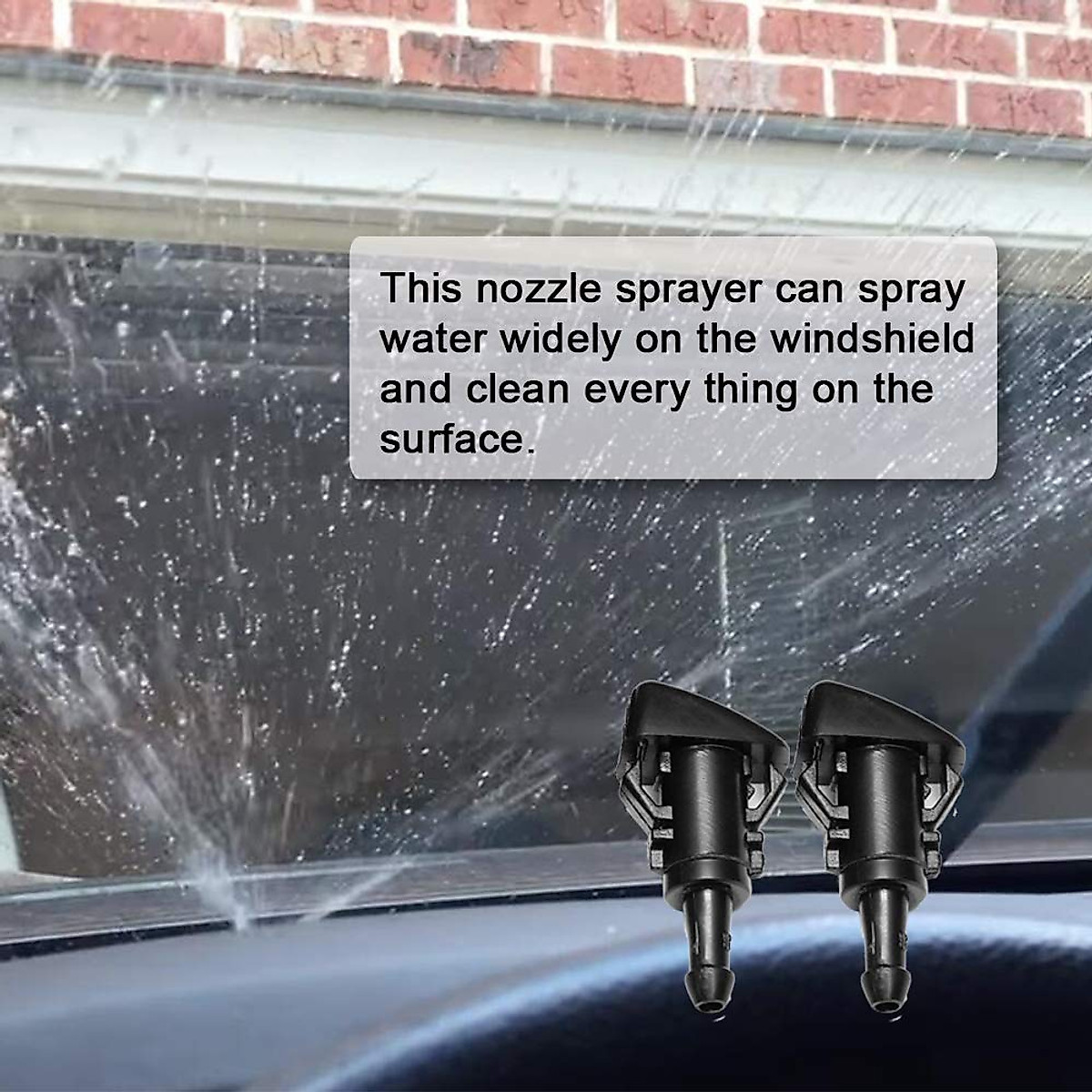 Front Windshield Washer Nozzles Kit for Dodge, Jeep, Ram - Replaces OEM # 4805742AB, 5116079AA Wiper Spray Washer Jet with 118 Inch Long Fluid Hose and 6 Connectors