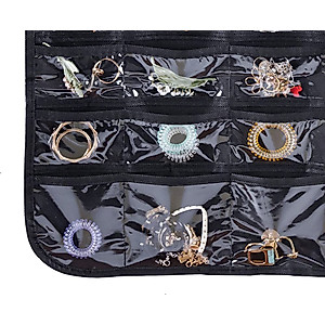 Bloss Hanging Jewelry Organizer With 80 Pockets Double-Size Hanging Jewelry Holder For Jewelry Earring Storage-Black