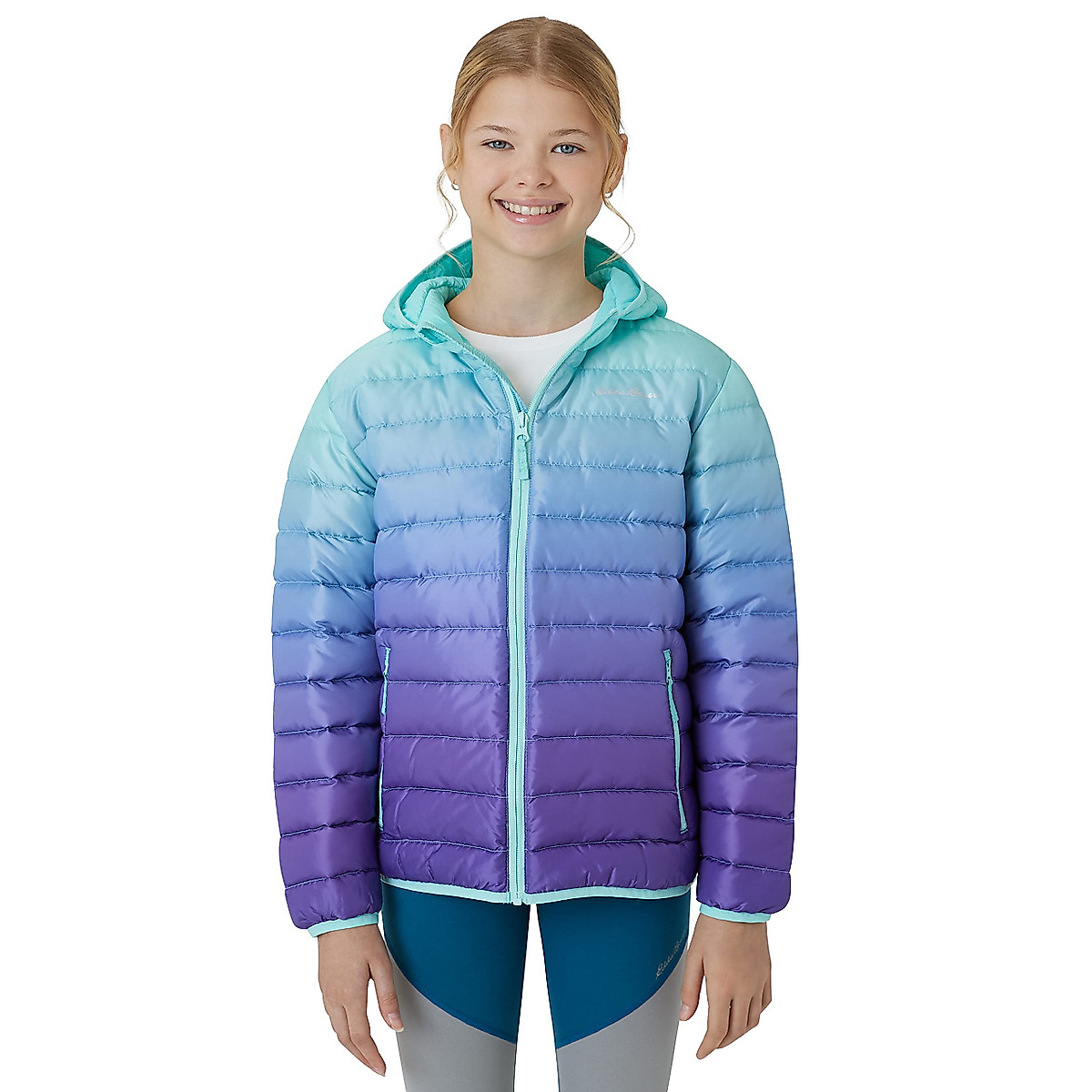 Eddie Bauer Girls' Jacket - CirrusLite Weather Resistant Down Coat for Girls - Insulated Quilted Bubble Puffer (3-20), Size 7-8, Purple