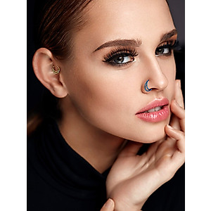 Gejoy 18 Pieces 20 G Moon Nose Ring Surgical Steel Septum Ring for Cartilage Helix Ear Piercing, 3 Sizes, 6 Colors