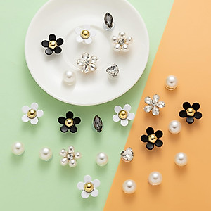 NEVEGE Flower Shoe Charms 25Pcs Shoe Charms Flower Crystal Rhinestone Pearl Flower Shoe Decoration Cute Shoe Charms for Girls Women
