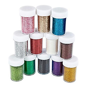 TORC Extra Fine Glitter Shaker Jar Set 12 Colors, Glitter Powder for Crafts Resin Projects Tumblers Nail Makeup Slime, 16 g/0.56 oz Each