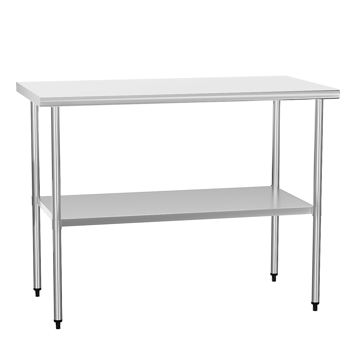 Stainless Steel Table 24 x 48 Inches Commercial Metal Work Table with Adjustable Undershelf and Bullet Feet for Kitchen Prep, Outdoor, Restaurant, Hotel & Garage