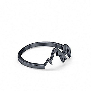 Mountain Band Ring Black Tone 925 Sterling Silver, Size-7