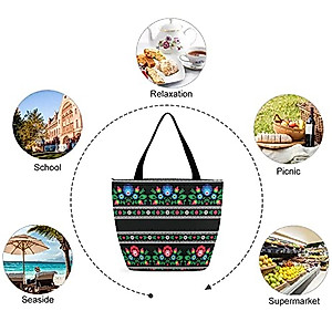 Polish Folk Art with Flowers Stylish Tote Bag Casual Ladies Shoulder Bags For Work School Travel Business Shopping
