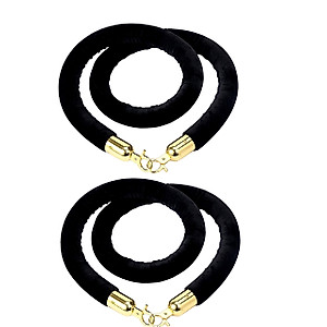 YaeKoo 2 Pack of Velvet Stanchion Rope 4.9 Feet with Stainless Steel Hooks,Crowd Control Stanchion Post Queue Line Barrier Velvet Hanging Ropes for Movie Theaters,Grand Openings,Hotels-Black