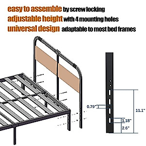 BOSRII Queen Headboards Only, Rustic Solid Wood Board with Black Metal Frame, Add On Design 40 Inches Tall and Adjustable Height, Easy Assembly