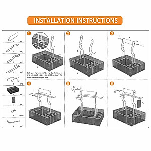 FANGSUN Large Grill Utensil Caddy, Picnic Condiment Caddy, BBQ Organizer for Camping Outdoor Mesh Basket with 3 Hanging Hooks and Paper Towel Holder, Ideal Table Storage Tools for Paper Plate Cutlery