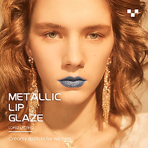 Kilshye Glitter Lipstick Matte Liquid Lipsticks Metallic Lip Glaze High Pigment Lipgloss Long Lasting Waterproof Lip Makeup for Women and Girls Pack of 1 (C- Silver 18)