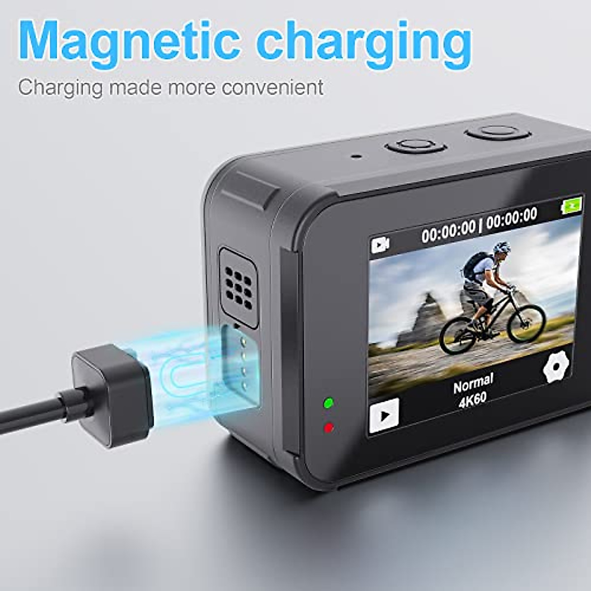 PEGY Dual Screen 4K Action Camera 60FPS 65ft Sports Camera,Underwater Camera for Snorkeling,6 Axis EIS,WiFi Touch Screen with 2 Batteries,32GB Memory Card,Helmet Mounting Accessories