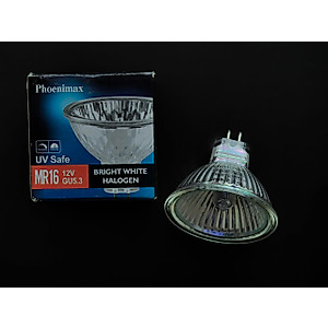 Phoenimax 6PCs MR16 12V 50W 800LM Halogen Bulb GU5.3 EXN Professional Quartz dichroic Reflector UV Stop Tempered Glass Cover dimmable for spot Lights Warm White 3000K