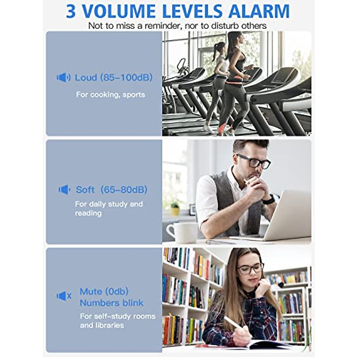 Revolutionary Digital Kitchen Timer: Large LED Display, 3 Volume Levels, Magnetic & Portable - Ideal for Cooking, Teaching, Fitness, & More!(Black)