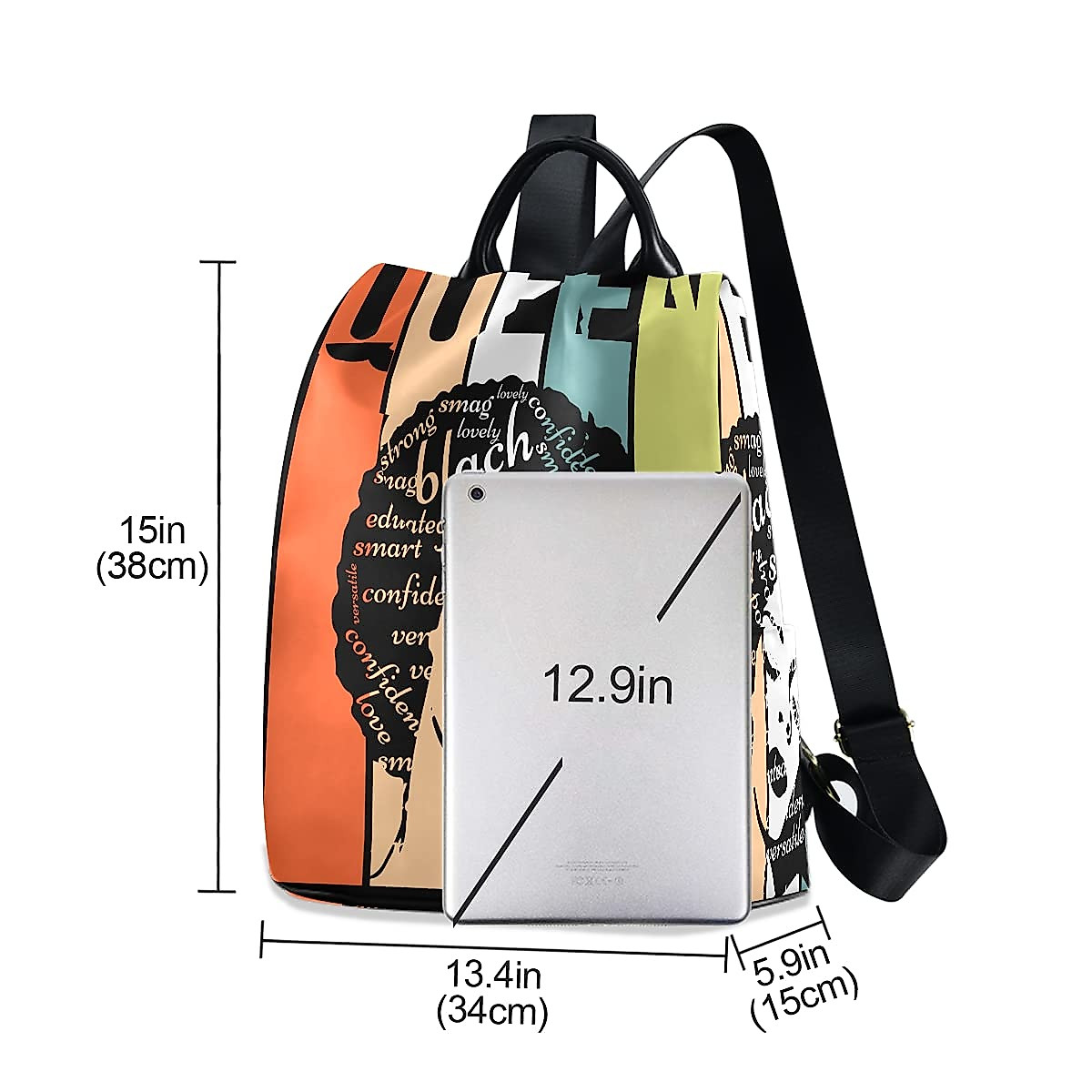 ALAZA African Woman Backpack with Keychain for Woman Ladies