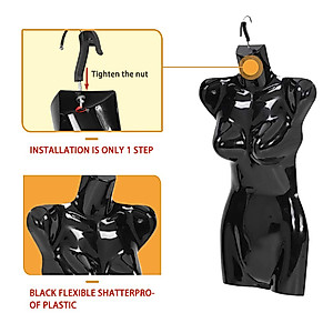 4PCS Female Male Mannequin Torso Dress Form Sewing Manikin 27 Inch 30 Inch Height Dress Model Mannequin Display Head Dress Mannequin Clothing Form Metal Hook (27inch, Black)