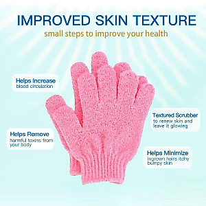 ATB 4 Pairs Exfoliating Gloves - Premium Scrub Wash Mitt for Bath or Shower - Luxury Spa Exfoliation Accessories For Men and Women
