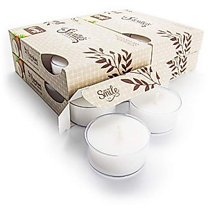Coconut Cove Premium Tealight Candles Bulk Pack - 24 White Highly Scented Tea Lights - Beautiful Candlelight - Made in The USA - Fruit & Berry Collection