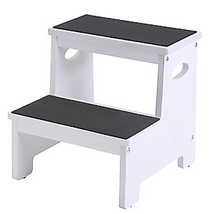 Kids Step Stool White Stepping Stool 2 Step Stools for Toddlers Bathroom Kitchen Counter Sink Wooden Step Stool Portable Baby Childrens Wood Toddler Foot Bed Step Stool Kids Potty Training Stool