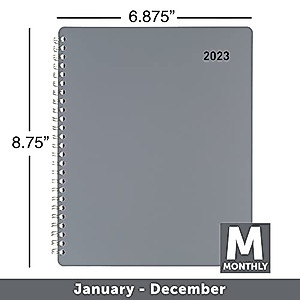 Office Depot® Brand Monthly Planner, 7" x 9", Silver, January To December 2023, OD001730