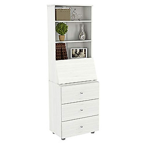 Inval Computer Credenza Work Center, Washed Oak