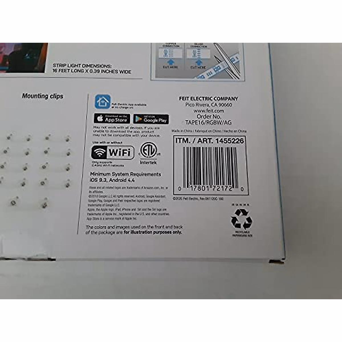 Feit Electric TAPE16/RGBW/AG/RP 100 Watt Equivalent WiFi Dimmable, No Hub Required, Alexa or Google Assistant LED Smart Light Tape Strips