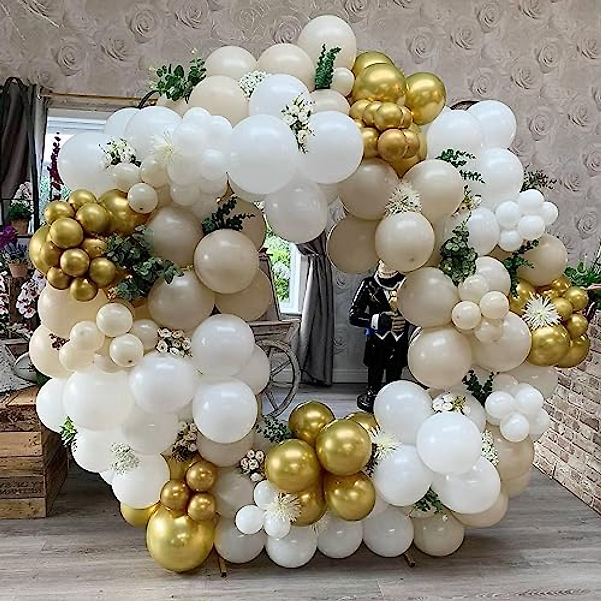 White Sand Balloons 105Pcs 18/12/10/5 Inch Different Sizes Cream Beige Balloon Arch Kit for Birthday Baby Shower Wedding Bridal Graduation Decoration Valentines Party Supplies