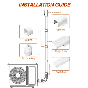 Mini Split Line Set Cover Kit 3"W 10Ft Air Conditioners Decorative PVC Slim Line Cover for Central AC & Heat Pumps Systems Tubing Cover